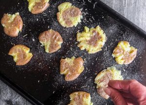 Smash Potatoes with Rosemary and Parmesan | Inspired Fresh Life